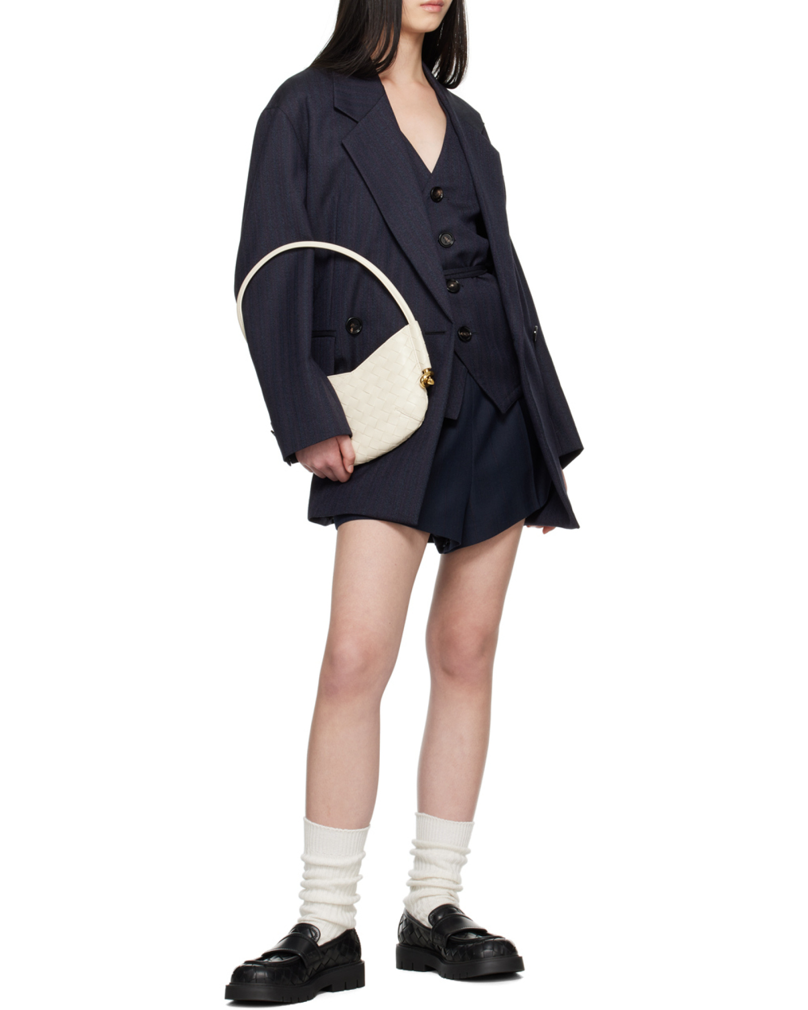 BOTTEGA VENETA Bottega Veneta Pinstripe Belted Jacket